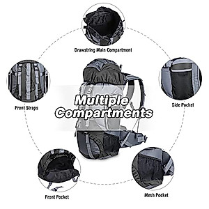 AW Outdoor 70L Sports Hiking Camping Backpack Travel Mountaineering Shoulder Bag Rucksack Large Black