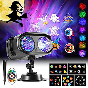 Christmas Projector Lights, Joycabin 6-in-1 Aurora Moving Patterns LED Lights, Waterproof Halloween Landscape Light with Remote Control Timer for Outdoor/Indoor Christmas Holiday Party