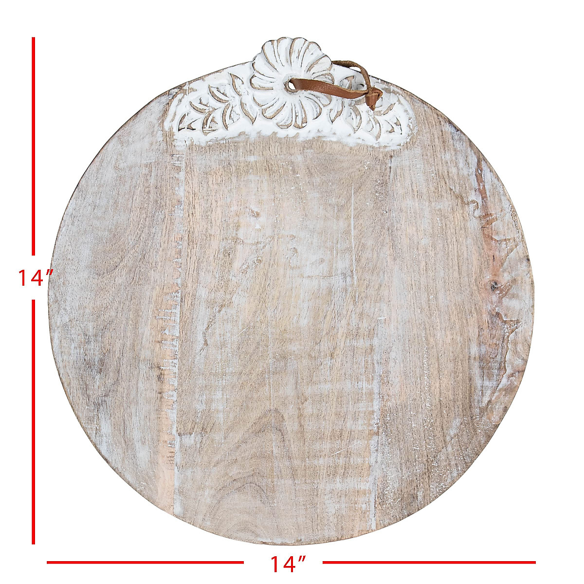 Foreside Home & Garden Large Round White Wood Cutting Board