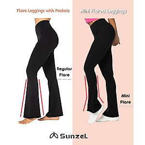 Sunzel Butterflycra High Waist Mini Flared Leggings for Women, Tummy Control Casual Flare Yoga Pants for Yoga Workout Gym 32" Black Medium