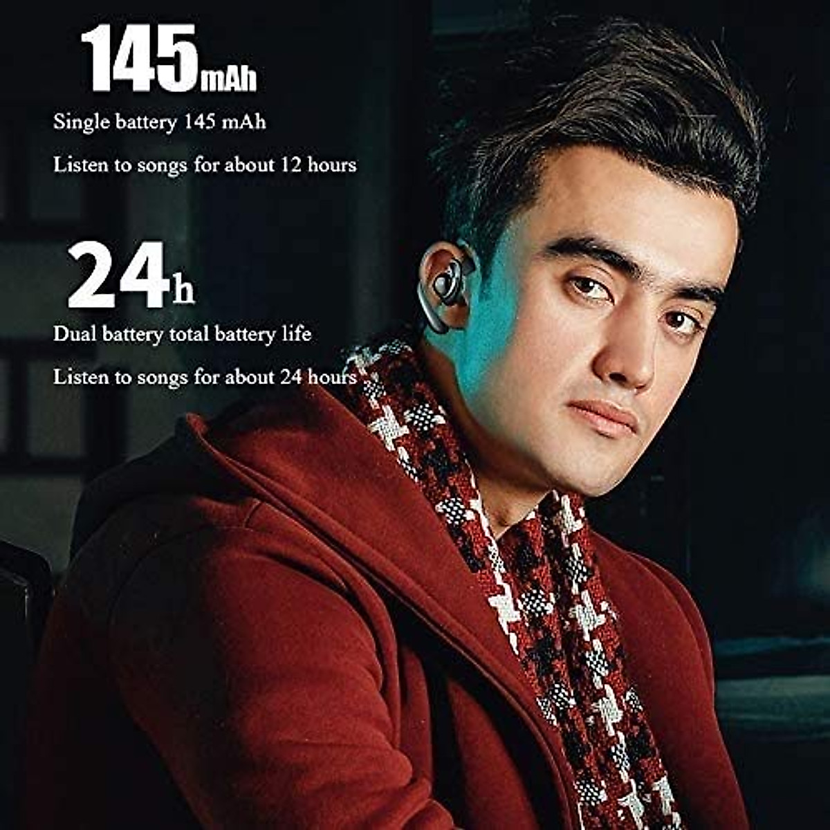 YOUOOK Wireless Earbuds Bluetooth5.0 Headphones 20hrs Playtime Sport Earphones with Stereo Deep Bass Ear Buds with Earhooks Waterproof in-Ear Built-in Mic Headset for Running Workout