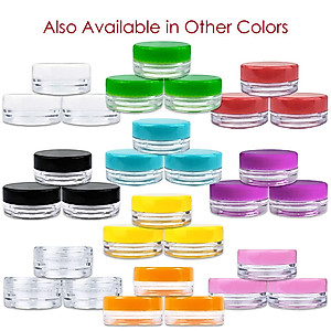 (100 Pieces Jars + Lid) Beauticom 3G/3ML Round Clear Jars with Teal Sky Blue Screw Cap Lids for Scrubs, Oils, Toner, Salves, Creams, Lotions, Makeup Samples, Lip Balms - BPA Free