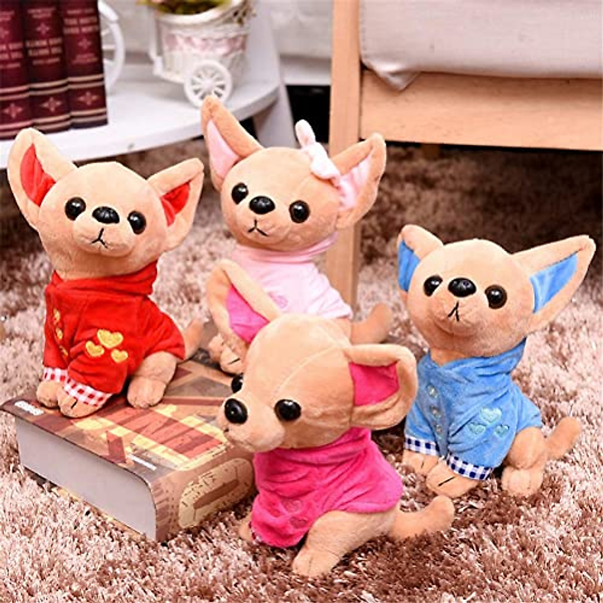 SUSHAFEN Stuffed Dog Puppy Toy Dog Plush Toy Soft Doll Stuffed Animal Pillow Birthday Gift Present Cute Dog Ornaments Decoration Handicraft House Desktop Decoration Prop,17cm/6.7"