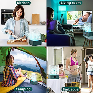 DINGBAI Portable Air Conditioner Fan,Camping Fan,Water-Cooled Fan,Misting Fan,Internal Battery,3 levels of speed,5 light Modes,Indoor Thermometer,1-8H Timer,Fan for Outdoor Bedroom Home Office Desktop
