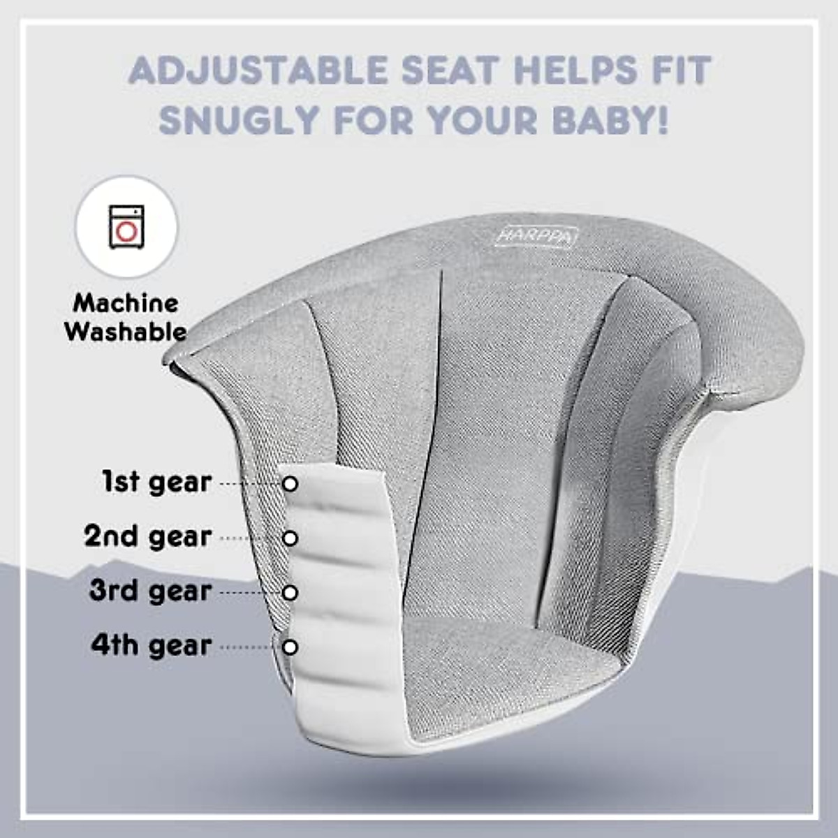 HARPPA Foldable Baby Walker, Sit to Stand Activity Center with Wheels, Seat and Height Adjustable (White)