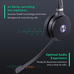 Yealink WH62 Wireless Headset with Microphone for PC Computer Laptop Zoom Teams Certified Headset for Office IP VoIP Phones DECT Headset SIP Phone for Unified Communication