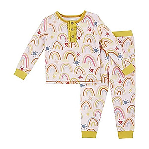 Mud Pie baby girls Rainbow Pajama Set and Toddler Sleepers, Pink, 4T US