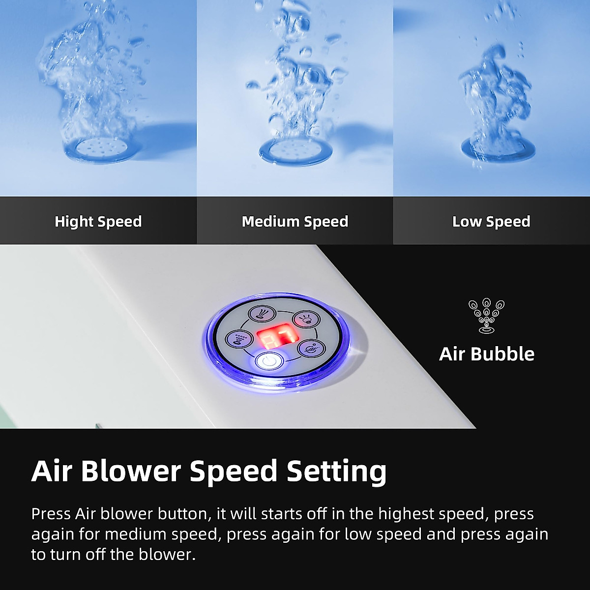 WOODBRIDGE 72" x 35-3/8" Whirlpool Water Jetted and Air Bubble Freestanding Heated Soaking Combination Bathtub with LED control panel, BJ400