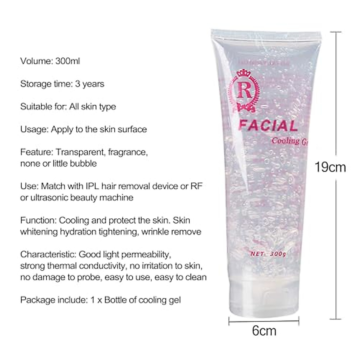 Cooling Gel Use with for Laser Hair Removal Device and RF Radio Frequency Facial Machine for Women and Man 300ML