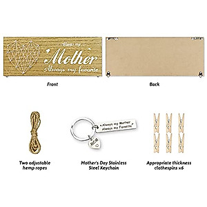 BLOCE Mother's Gifts Picture Frame, Wooden Hanging Photo Holder with Keychain, Brag Board for Mother's Day Christmas Birthday Thanksgiving Day