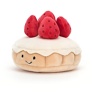 Jellycat Pretty Patisserie Tarte Aux Fraises Stuffed Toy, 4 inches | Pastry Plush | Great Gift Idea