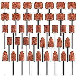 Sanding Bits for Dremel Rotary Tool, Grinding Stone Sanding Drill Bits with 1/8" Shank, Aluminium Oxide Tough Enough to Metal Rust Removal/Smoothing/Sharpening, Different Shape Meet More Needs, 42Pcs