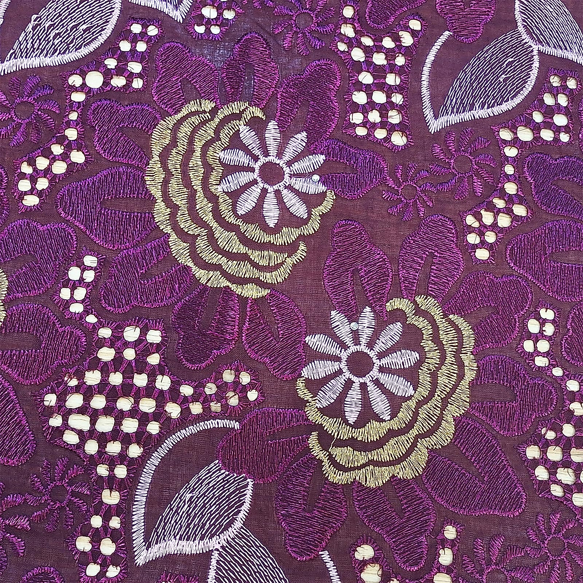 Bestway Lace African Lace Fabric 5 Yards Floral Voile Rhinestones Embroidery for Nigerian Wedding Party Dress Material (Magenta)
