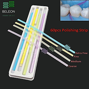 BELEON Dental Polishing Strips - Universal Kit 60pcs 4mm x 150mm - Tooth Polisher Dental File for Teeth Sanding Grinding Deep Teeth Cleaning Tool Tooth Polish Abrasive Strip Oral Care Cleaning Tool