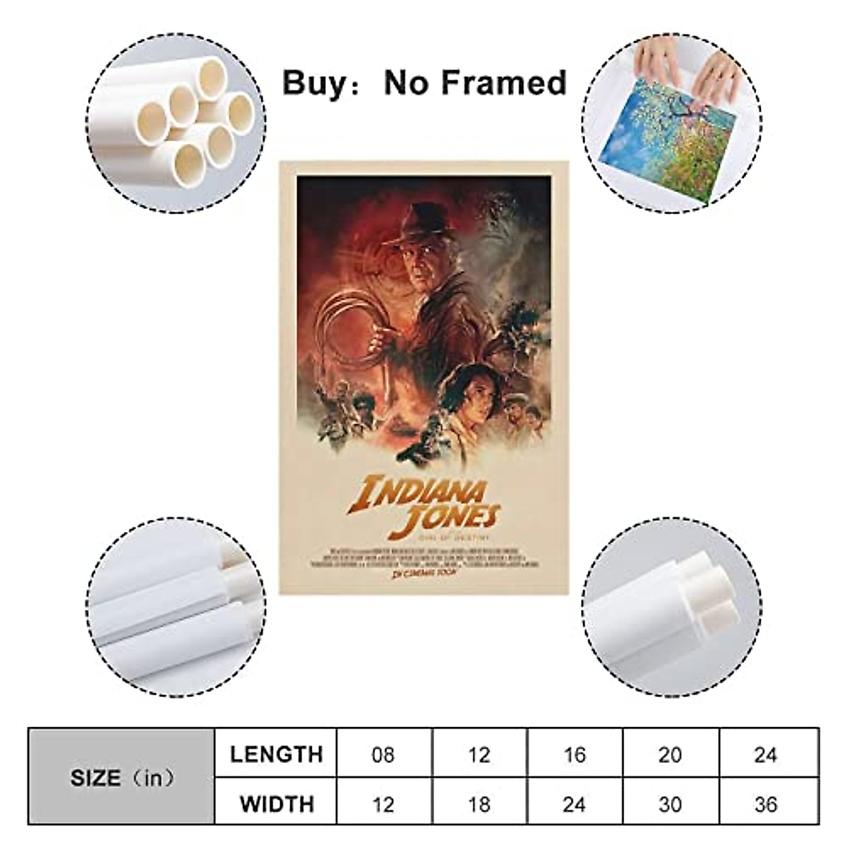 Movie Indiana Jones Poster and The Dial of Destiny Movie Poster (16"x24"UnFramed)