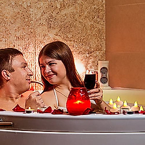 12 Pcs Flameless Floating Candles Tealights Valentine's Day Romantic Decor Waterproof Battery Candles with Dried Rose Petals for Birthday Anniversary Wedding Centerpiece SPA Party Supplies