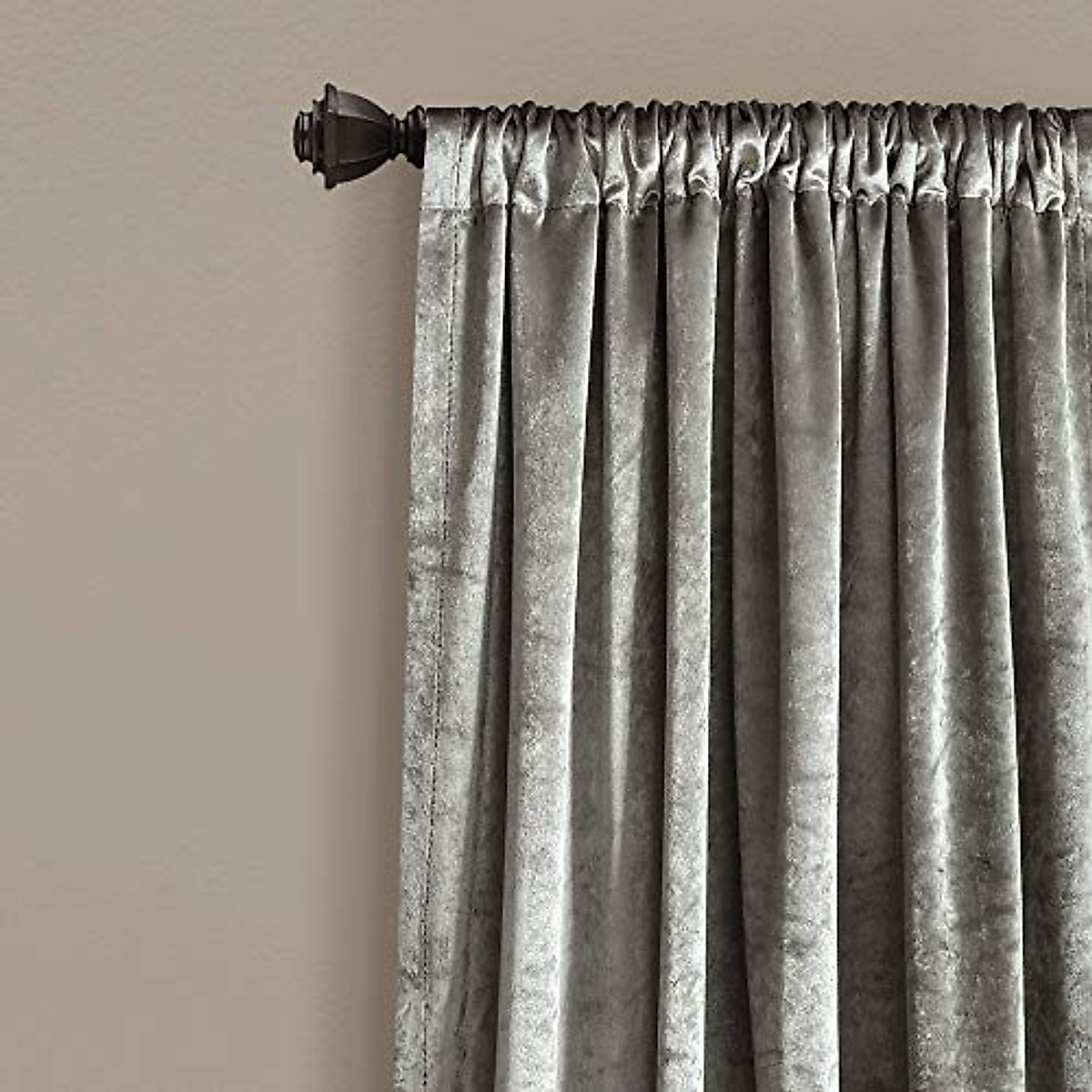 Lush Decor, Silver Velvet Dream Solid Color Luxury Shimmery Window Curtain Panel Set (Pair), 84” x 40