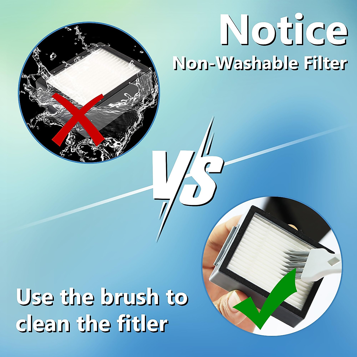 Filters Replacement Fit for i-Robot Roomba E I & J Series i7 i7+/plus i3 i3+ i4 i6 i6+ i8 i8+ E5 E6 E7 Robot Vacuum Cleaner, 6 Pack Room-ba Filter Replacements + 1 Cleaning Brush