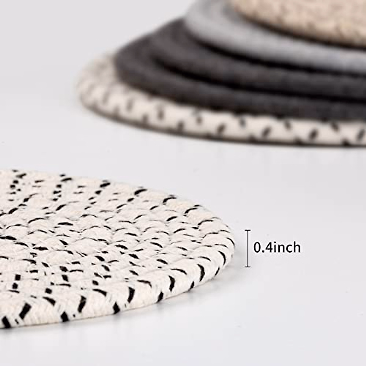 Trivets for Hot Dishes, Large Trivet for Hot Pots and Pans 8 inches, Hot Pads for Kitchen Table, Coasters Cotton Mat to Protect Counter, Cooking Potholder (Stripe 5 Pcs)