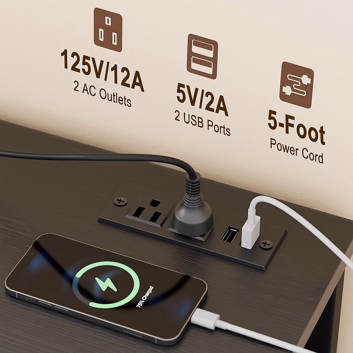 Lulive Dresser for Bedroom 10 Drawer Dresser TV Stand with Power Outlet, Entertainment Center Chest of Drawers for 55 Inch TV, Black Fabric Dresser for Bedroom Living Room Hallway Closets