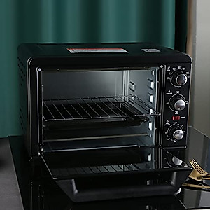 Healsmart Toaster Oven with 20Litres Capacity,Compact Size Countertop Toaster, Easy to Control with Timer-Bake-Broil-Toast Setting, 1200W, Stainless Steel,16x11in,Black,Extra Large