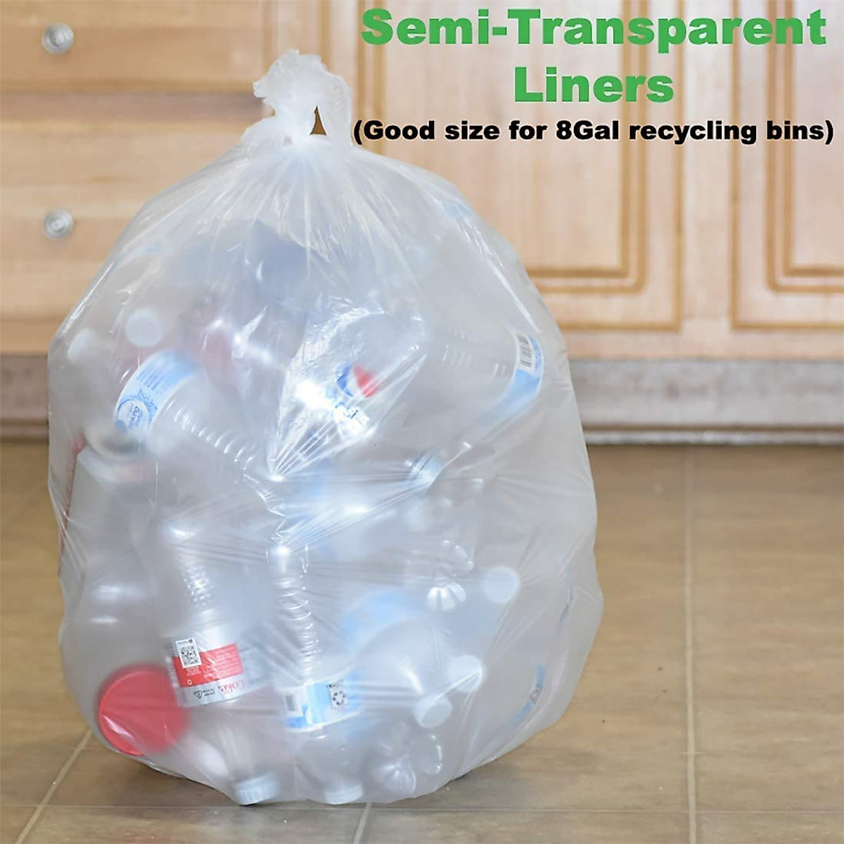 8 Gallon Medium Clear Trash Bags (110 Bags) Unscented 6 Gal 7 Gal Office Garbage Bags Small Paper Shredder Bags Plastic Wastebasket Trash Can Liners (110 Count)