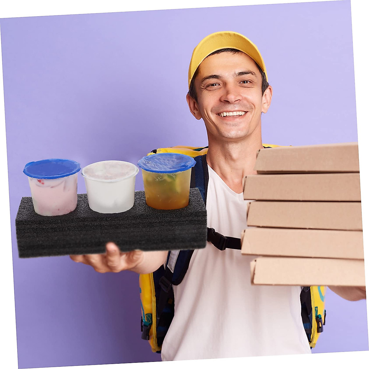 BCOATH 4 Pcs Cup Holder Milk Tea Holders Drink Carrier Tray to Go Coffee Holder Drink Carry Holder Cup Carrier Tray Tray Black Trays Takeout Cup Trays Cold Drink Pearl Cotton Sofa