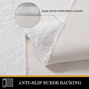 Latepis White Fur Round Rug 3ft Non-Slip Washable Circle Rug Fluffy Faux Rabbit Fur Rug for Photoshoot Plush Shag Rug Furry Carpet for Living Room Bedroom Kids Room Area Rug