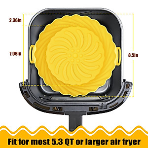 3Pack Air Fryer Silicone Pot,8.5 Inch Reusable Air Fryer Silicone Liners Replacement of Flammable Parchment Liner Paper, Easy Cleaning Air Fryer Oven Accessories Fits 5.3 QT or larger Air Fryer.