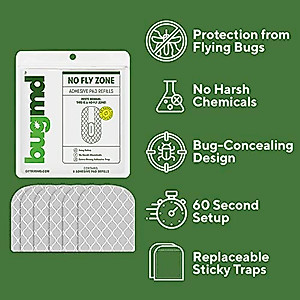 BugMD No Fly Zone Refiller Pad (6 Pads) - Extra-Strong Adhesive Traps, Indoor Insect Trap Refill, No Harsh Chemicals, Household Friendly, Fly Trap Refill, Flea Trap Refills, Bug Trapper
