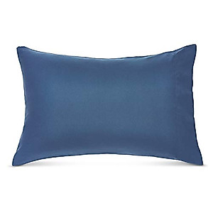 Amazon Basics Lightweight Microfiber Bed-In-A-Bag 5 Piece Comforter Bedding Set, Twin/Twin XL, Blue Calvin Striped