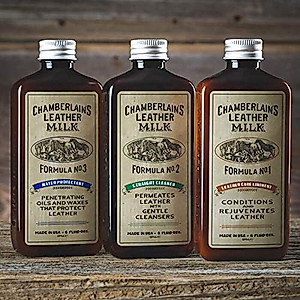 Leather Milk Leather Restoration Kit. Leather Cleaner, Conditioner, and Water Protector - No. 1-3 Leather Care Kit - All Natural, Non-Toxic. 2 Sizes. Made in The USA. Includes 3 Restoration Pads!