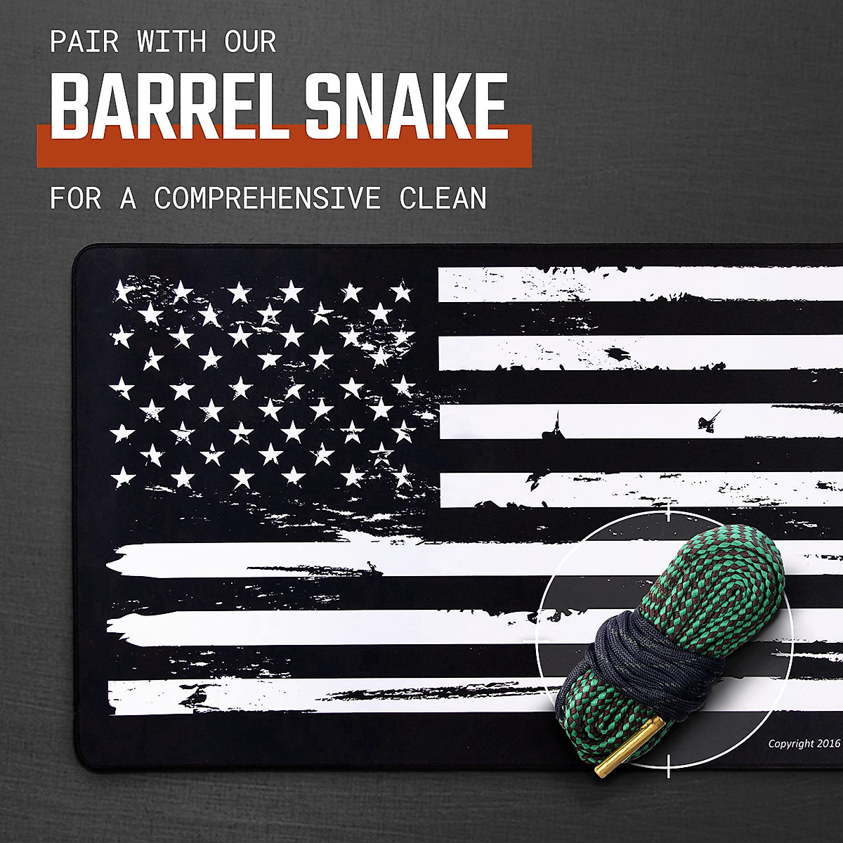 Ultimate Rifle Build Gun Cleaning Mat - Non-Slip Pad with Distressed US Flag Design for Gun Cleaning Supplies- Large (28x16”)