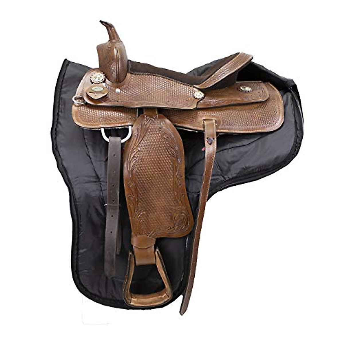 Tahoe Premium Durango Western Saddle Carry and Storage Bag with Three Layer Waterproof Padded Construction and Hand Tooled Basket Weave Leather Accents