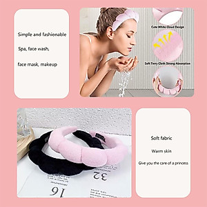 LUKPOW 2 Pack of Towels Cloth Headband Face Wash Headband Skincare Headband Spa Headband for Washing or Facial Fluffy Makeup Headband for Face Wash Skincare Remover Mask Hair Accessories（Pink Blue