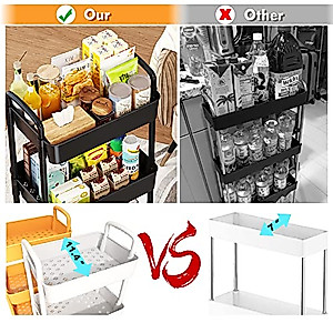 5-Tier Rolling Cart, with 360° Rolling Lockable Wheels and Handle, Multipurpose Utility Cart, Multifunctional Detachable Utility Storage Cart for Kitchen Living Room Office-Black