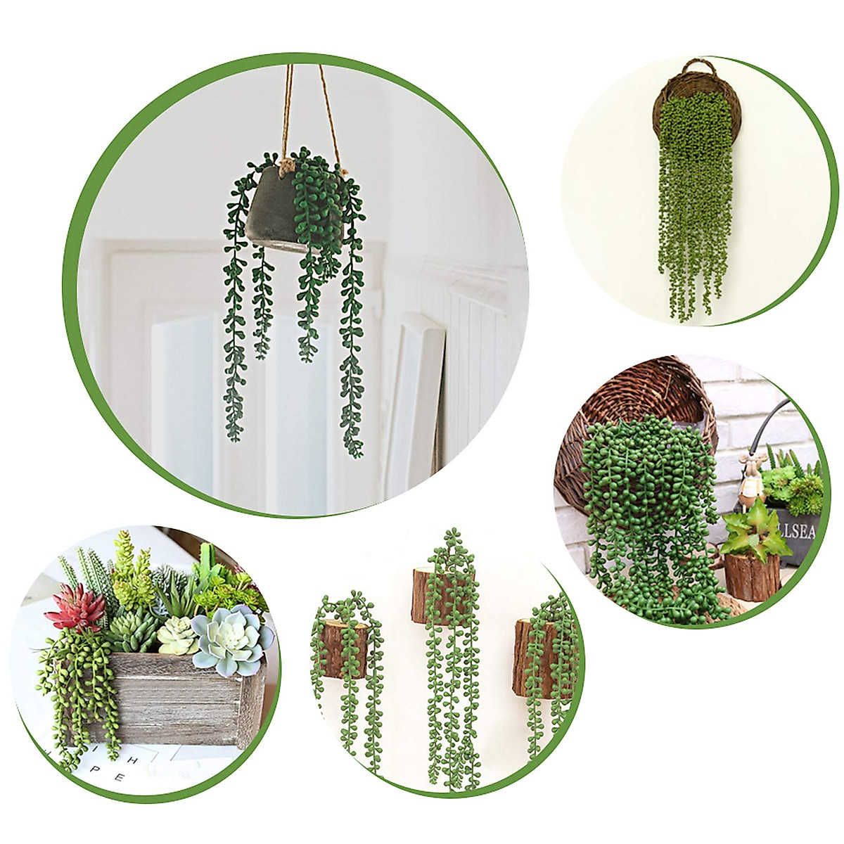 HUIANER Artificial Succulent Plants, 13.4" and 28.7" Fake Hanging String of Pearls Simulation Greenery Plants for Wall Home Kitchen Office Garden Wedding Decor, Pack of 2