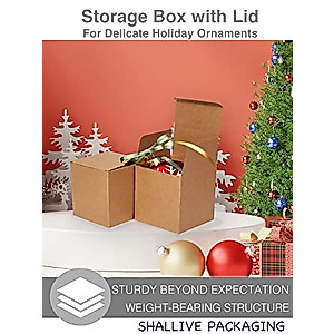 Shallive 4x4x4 Inch 50 Pcs Brwon Kraft Boxes Small Gift Boxes with Lids for Ornament Paper Mug Gift Boxes Individual Cupcake Boxes Craft Boxes Candle Packaging Empty Cube Mini Gift Box for Wedding Birthday Party Favors