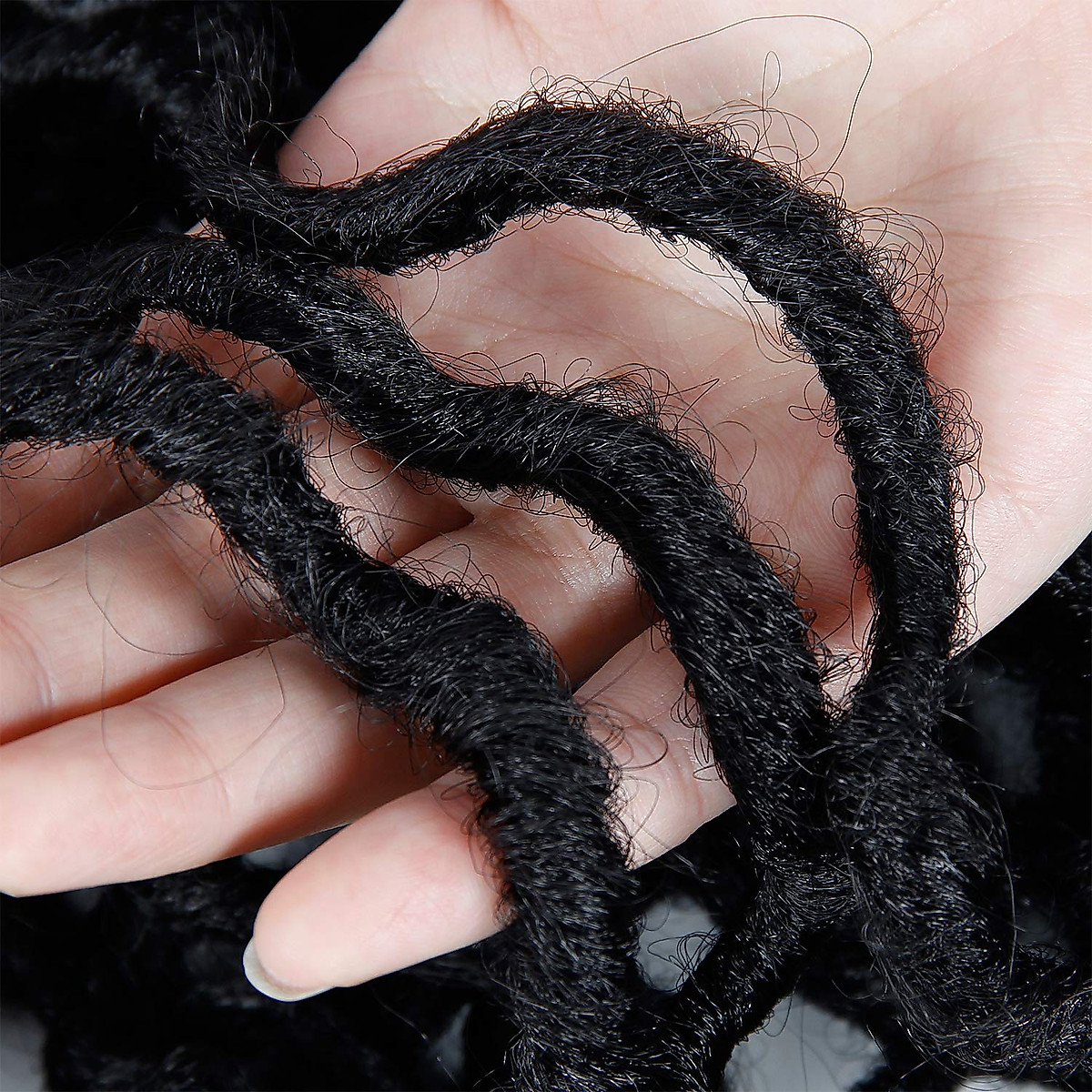 Faux Hair Goddess Locs Crochet Hair 6Packs 24Inch Pre-looped with Soft Curly Ends Dreadlocks Wavy Faux Crochet Locs Synthetic Braids Extensions 72strands(24'', 1B)