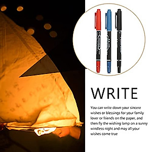 Sewroro 1 Set Chinese Paper Lanterns Oval Shaped Chinese Lanterns to Release in Biodegradable Floating Memorial Lanterns for Weddings Party Festivals Memorials and More with 3 Pens