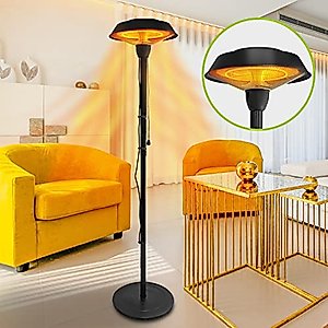 Patio Heater, Electric Patio Heater, 1500W Infrared Heater, Outdoor Heater, Infrared Patio Heater, Waterproof & Tip-Over Protection, for Indoor/Outdoor, Garden, Balcony, Garage and Backyard (EPH-BLK)