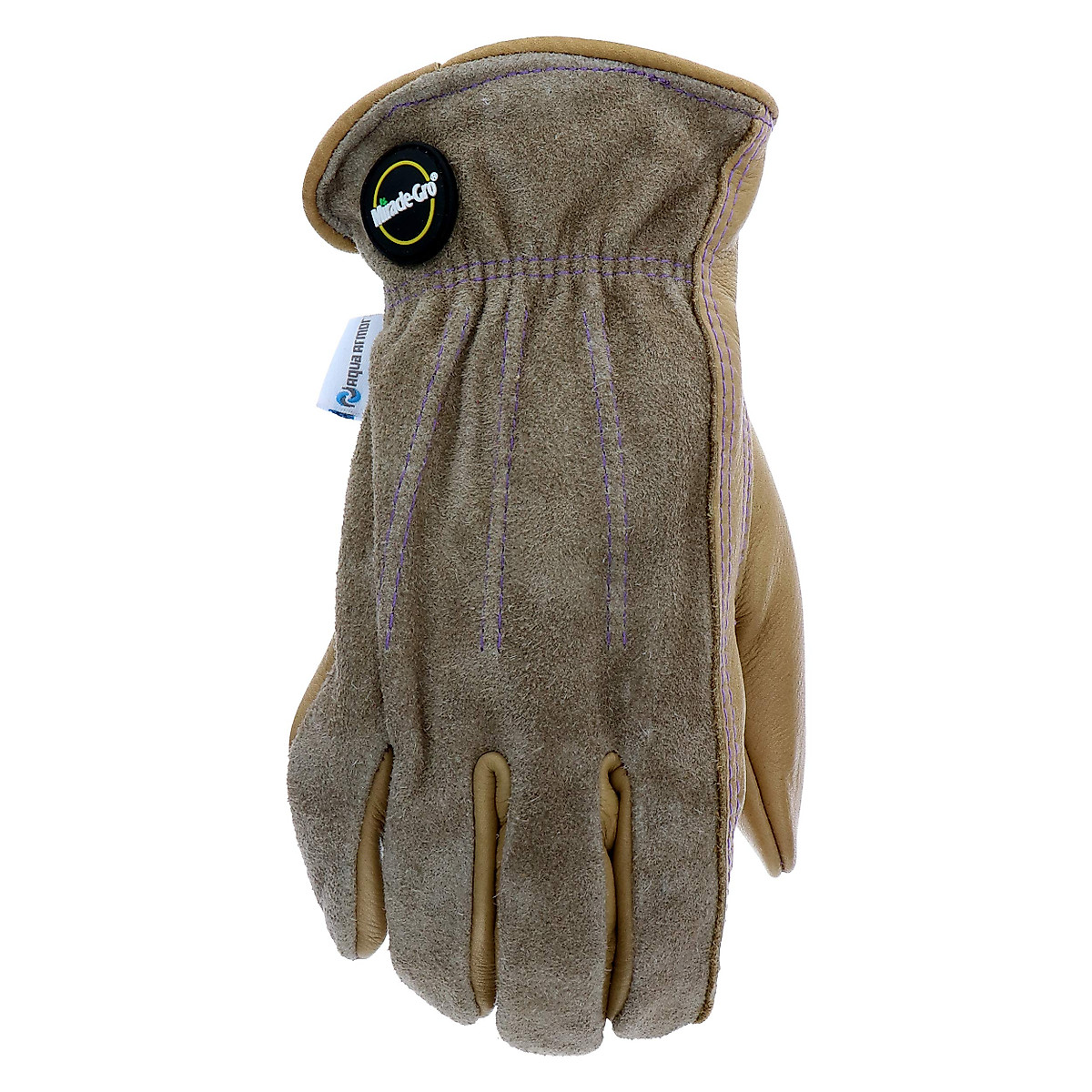 Miracle-Gro MG86006 Aqua Armor Cow Grain Palm Gloves - [1 Pair, Small/Medium] Women Gloves with Shirred Elastic