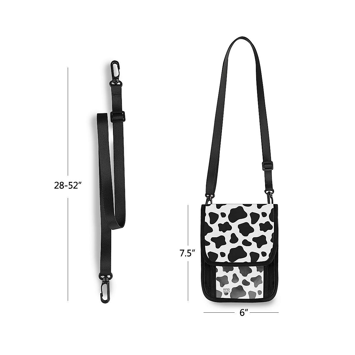 ALAZA Black And White Cow Print Small Crossbody Wallet Purse Cell Phone Bag Rfid Passport Holder with Credit Card Slots