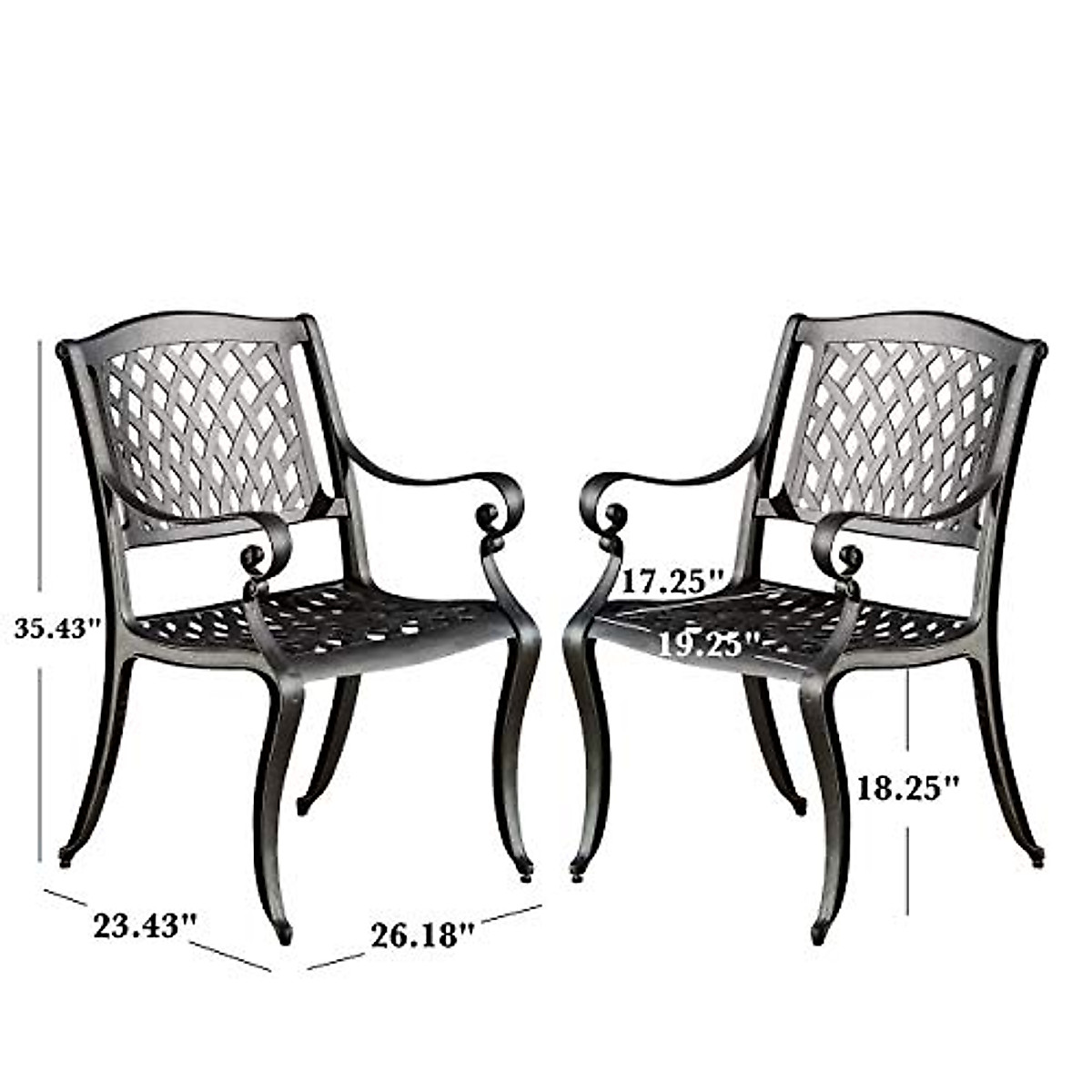 Christopher Knight Home Hallandale Outdoor Cast Aluminum Chairs, 2-Pcs Set, Antique Matte Black