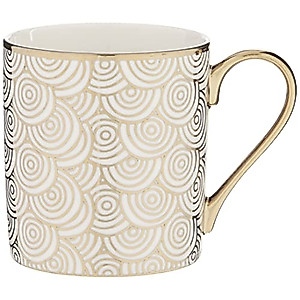 Certified International Mosaic 14 oz. Gold Plated Mugs, Set of 6, 6 Count (Pack of 1), RED