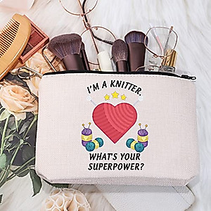 MEIKIUP Funny Knitter Makeup Bag Yarn Storage Crochet Bag for Knitting Stuff Gift for Sewing Quilting Lover (Knitter Makeup Bag)