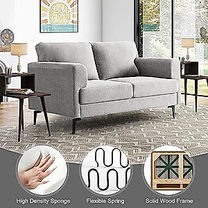 SENYUN 57" Sofa, Comfy Loveseat with Extra Deep Seats, Linen Fabric Upholstered Modern 2-Seats Sofa Couches for Living Room, Bedroom, Small Space