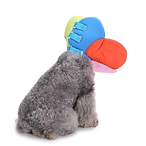 Dog Collar, Pet Cone E-Collar Flower Soft Elizabethan Waterproof Grooming Recovery Protecive Adjustable Collar for Puppy Small Medium Dogs (M Neck:11-13in, Rainbow)