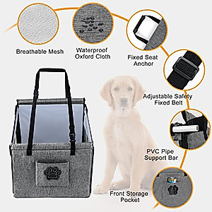 Dog Car Seat for Pet Travel with Waterproof Pad, Half seat Dog Hammock,Harness Hook, Breathable Mesh, and Adjustable Backseat Safety Belt, Small, Medium, Large Size