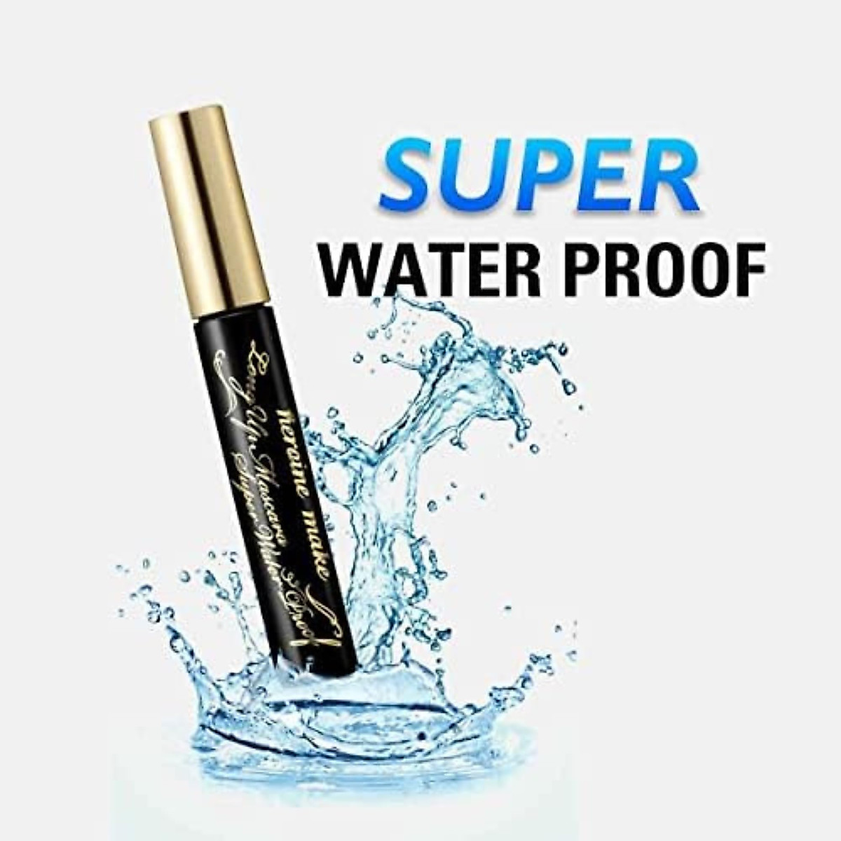 HEROINE MAKE by KISSME Long & Curl Up Waterproof Mascara Black, Lengthening & Volume Fiber Tubing Mascara Makeup, WP 01
